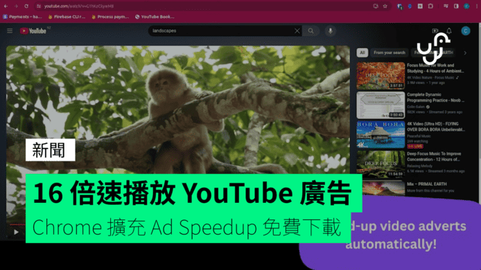 16 倍速播放 YouTube 廣告 Chrome 擴充 Ad Speedup 免費下載 - check.unwire.hk 香港